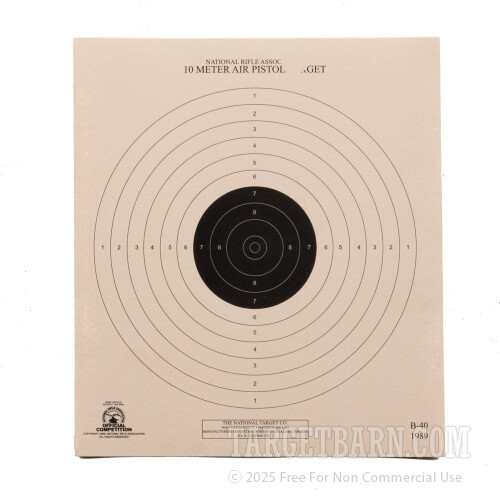 10 Meter Target - B-40 Heavy Paper Air Pistol Targets for Sale