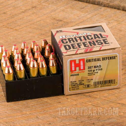 Hornady Critical Defense 357 Magnum 125 Grain FTX HP - 250 Rounds