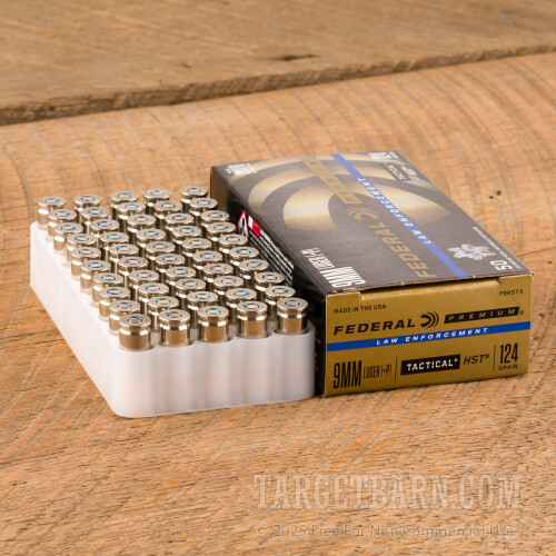 Federal Premium Law Enforcement 9mm Luger 124 Grain +P HST JHP - 50 Rounds