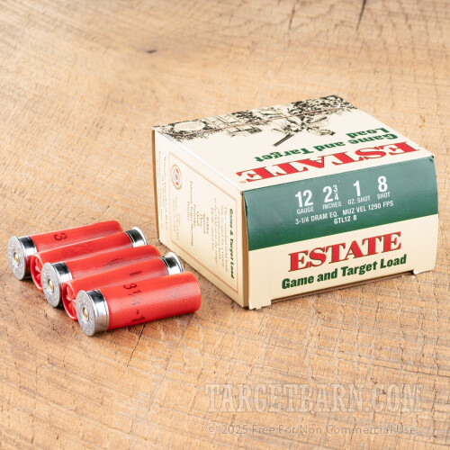 Estate Game and Target Load 12 Gauge 2-3/4" 1 oz. #8 Shot - 250 Rounds