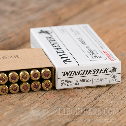 Winchester M855 Ball 5.56 NATO 62 Grain FMJ Cartridges - 1000