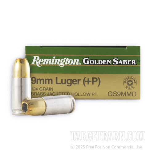 Remington Golden Saber 9mm Luger 124 Grain JHP - 25 Rounds