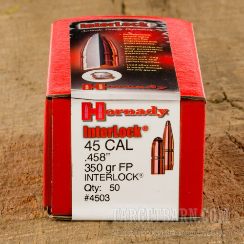 .458" Hornady Interlock 450 Marlin 350 Grain SP Bullets - 50