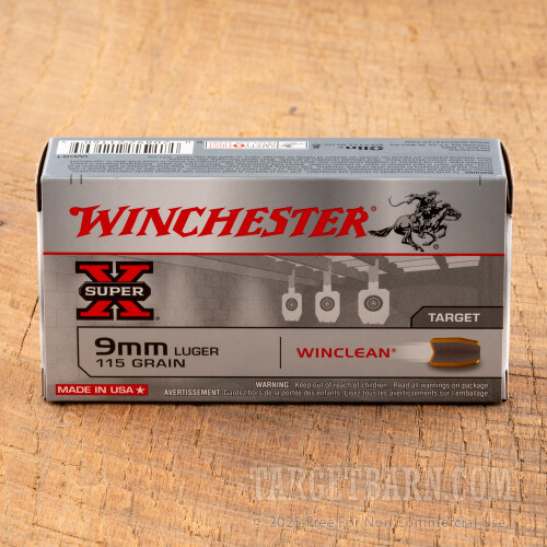 Winchester Super-X 9mm Luger 115 Grain Winclean BEB - 50 Rounds