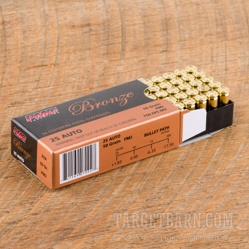 PMC 25 ACP 50 Grain FMJ - 1000 Rounds