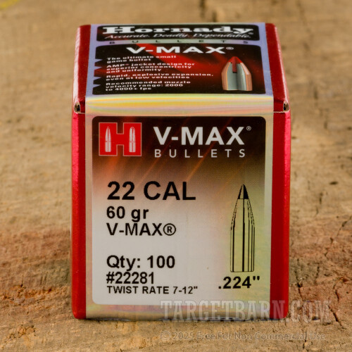 .224" Hornady V-MAX 223 Remington 60 Grain PT Bullets - 100