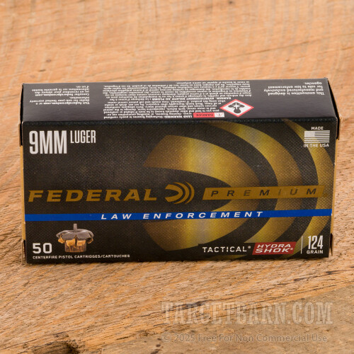 Federal Premium Law Enforcement 9mm Luger 124 Grain JHP - 50 Rounds
