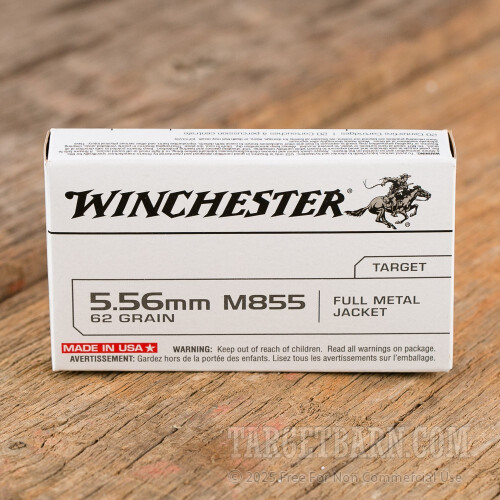 Winchester M855 Ball 5.56 NATO 62 Grain FMJ Cartridges - 20