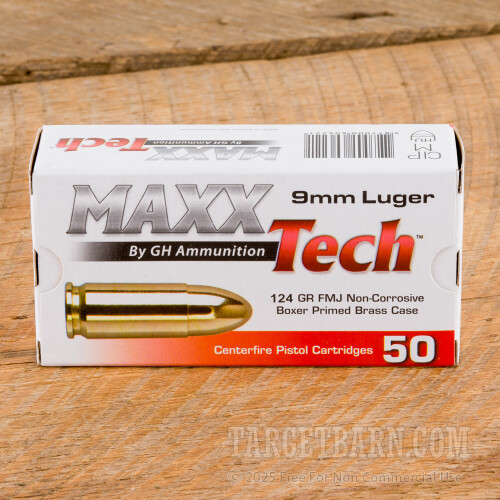 MAXXTech 9mm 124 Grain FMJ - 500 Rounds