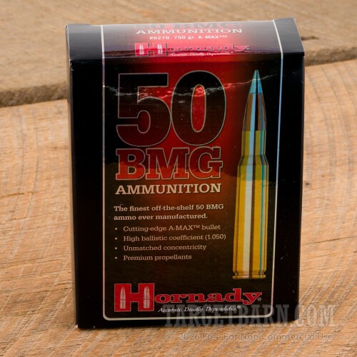 Hornady 50 BMG 750 Grain A-MAX Match - 100 Rounds